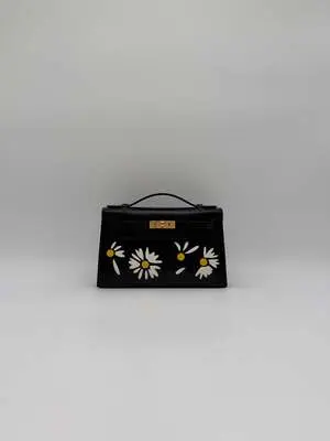 Hermès Kelly Marquete Black Box Leather Gold Hardware - Multi