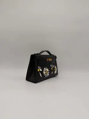 Hermès Kelly Marquete Black Box Leather Gold Hardware - Multi