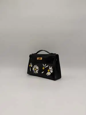 Hermès Kelly Marquete Black Box Leather Gold Hardware - Multi