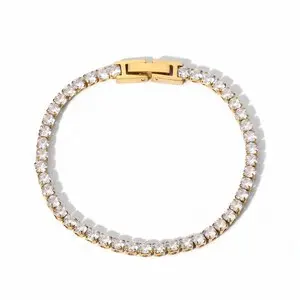 ELK & BLOOM Dainty 14k Solitaire Tennis Bracelet - Gold