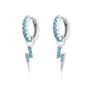 SCREAM PRETTY Turquoise Lightning Bolt Charm Hoop Earrings