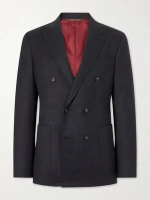 Canali Kei Double-breasted Wool Blazer - Gray