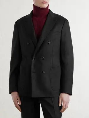 Canali Kei Double-breasted Wool Blazer - Gray