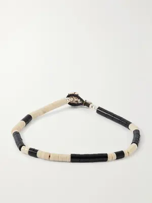 MIKIA Heishi, Sterling Silver And Fossil Jasper Beaded Bracelet - Neutrals