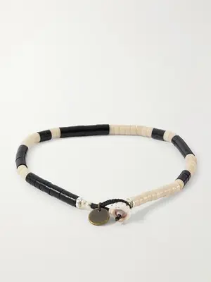 MIKIA Heishi, Sterling Silver And Fossil Jasper Beaded Bracelet - Neutrals