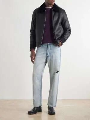 YVES SALOMON Shearling-trimmed Leather Blouson Jacket