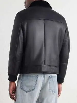 YVES SALOMON Shearling-trimmed Leather Blouson Jacket