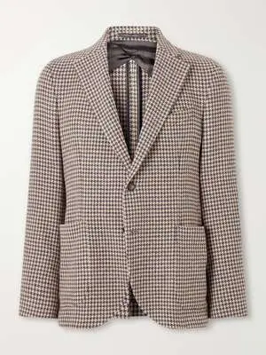 SLOWEAR Incotex Houndstooth Virgin Wool Blazer - Beige