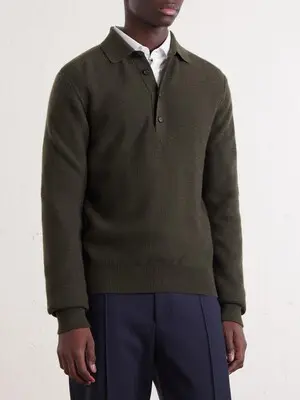 Zegna Oasi Cashmere-piqué Polo Shirt - Green