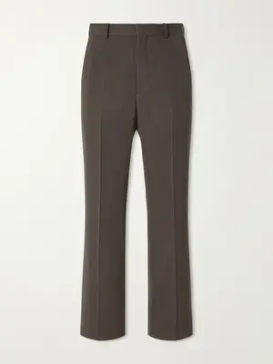 Auralee Straight-leg Wool-gabardine Trousers - Brown