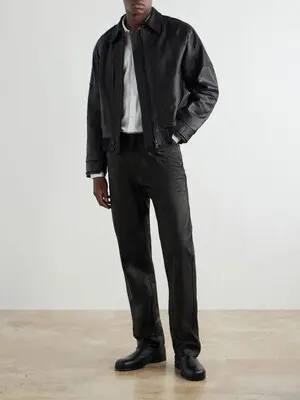 ADON Slim-fit Straight-leg Paneled Leather Trousers