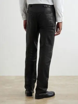 ADON Slim-fit Straight-leg Paneled Leather Trousers