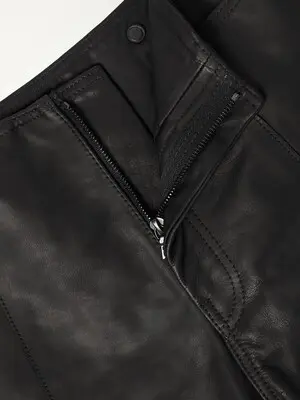 ADON Slim-fit Straight-leg Paneled Leather Trousers