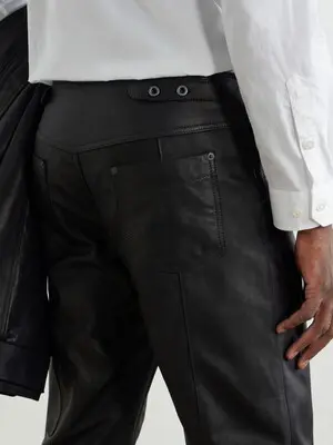 ADON Slim-fit Straight-leg Paneled Leather Trousers