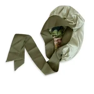 HI SILK Patterned Mulberry Silk Bonnet - Green