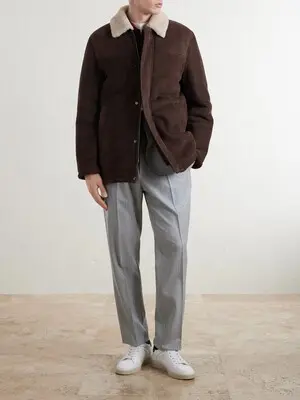 Canali Shearling-trimmed Suede Jacket