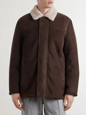 Canali Shearling-trimmed Suede Jacket