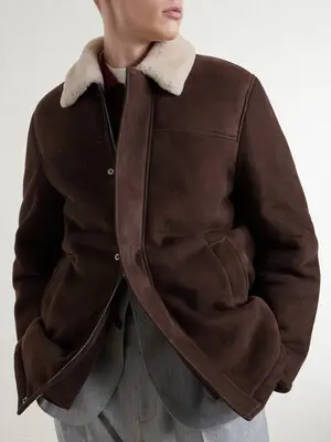 Canali Shearling-trimmed Suede Jacket