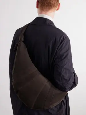 LEMAIRE Croissant Nubuck Messenger Bag - Brown