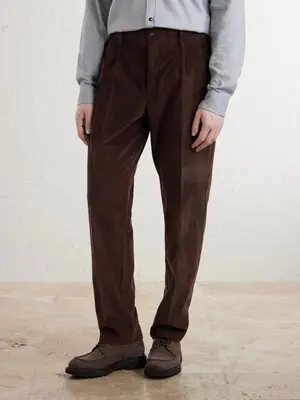 Canali Straight-leg Pleated Cotton-corduroy Trousers