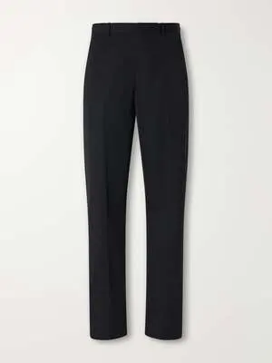 Bottega Veneta Straight-leg Grain De Poudre Wool Trousers - Black