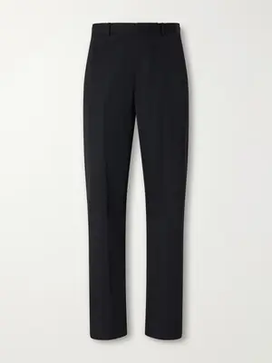 Bottega Veneta Straight-leg Grain De Poudre Wool Trousers - Black