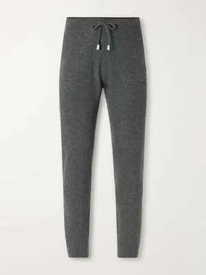 Eleventy Tapered Ribbed Cashmere Drawstring Sweatpants