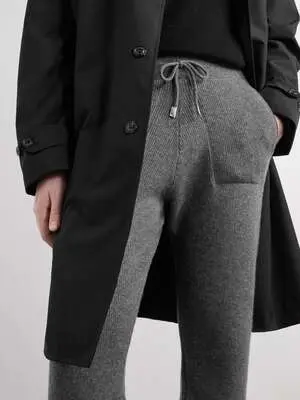 Eleventy Tapered Ribbed Cashmere Drawstring Sweatpants