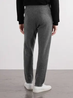 Eleventy Tapered Ribbed Cashmere Drawstring Sweatpants - Gray