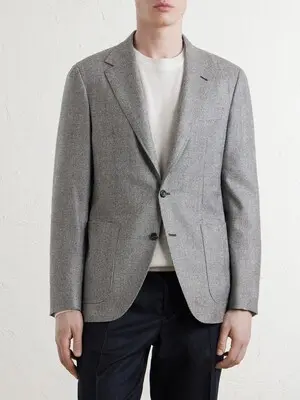 Canali Prince Of Wales Wool Blazer - Gray