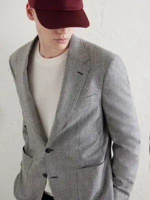 Canali Prince Of Wales Wool Blazer - Gray