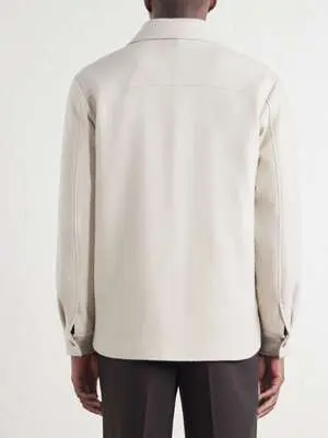 Mr P. Herringbone Cashmere Overshirt - Ecru