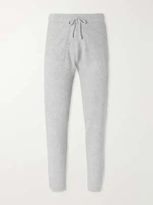 Eleventy Tapered Ribbed Cashmere Drawstring Sweatpants - Gray