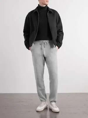 Eleventy Tapered Ribbed Cashmere Drawstring Sweatpants