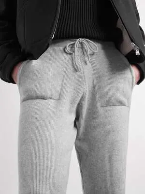 Eleventy Tapered Ribbed Cashmere Drawstring Sweatpants