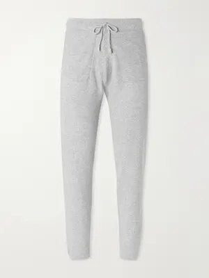 Eleventy Tapered Ribbed Cashmere Drawstring Sweatpants - Gray