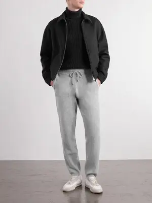 Eleventy Tapered Ribbed Cashmere Drawstring Sweatpants