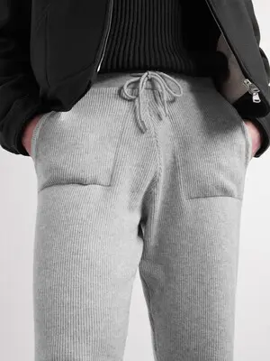 Eleventy Tapered Ribbed Cashmere Drawstring Sweatpants