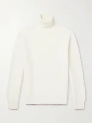 Canali Wool And Cashmere-blend Rollneck Sweater - White
