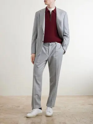 Canali Wool And Cashmere-blend Half-zip Polo Sweater