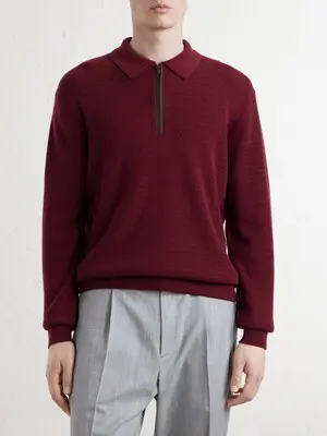 Canali Wool And Cashmere-blend Half-zip Polo Sweater