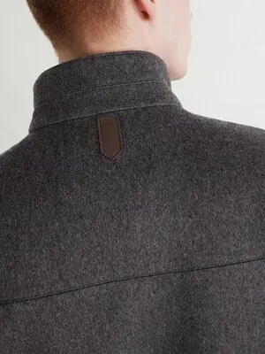 Canali Wool Blouson Jacket With Leather Trim