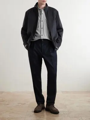 Canali Lyocell And Cotton-blend Herringbone Shirt