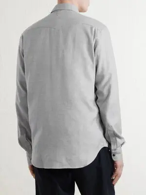 Canali Lyocell And Cotton-blend Herringbone Shirt