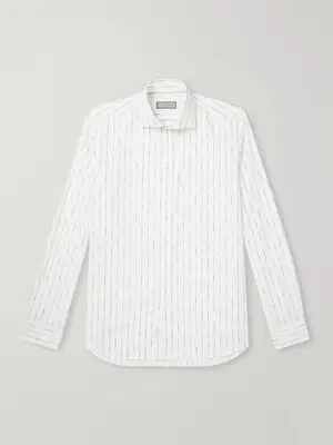 Canali Striped Cotton-poplin Shirt