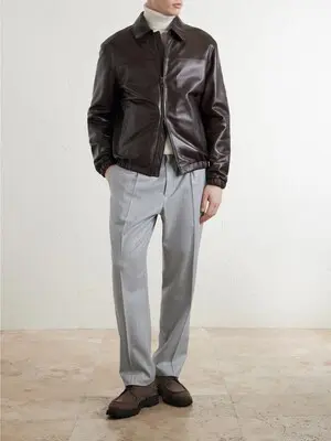 Canali Leather Zip-up Jacket