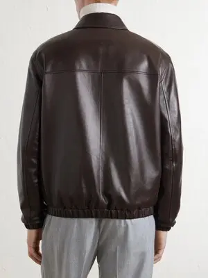 Canali Leather Zip-up Jacket