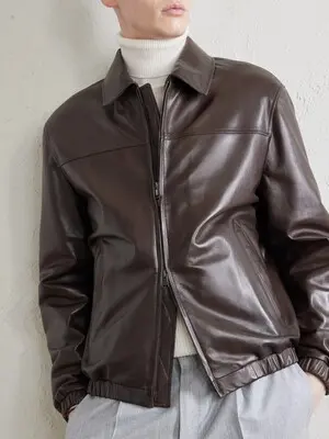 Canali Leather Zip-up Jacket