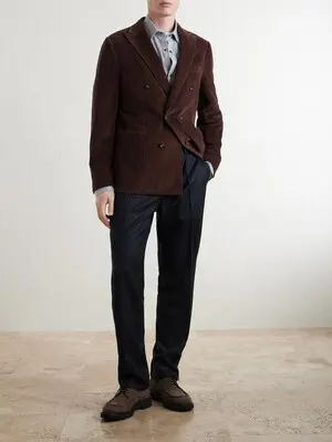 Canali Double-breasted Cotton-corduroy Blazer