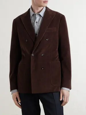 Canali Double-breasted Cotton-corduroy Blazer